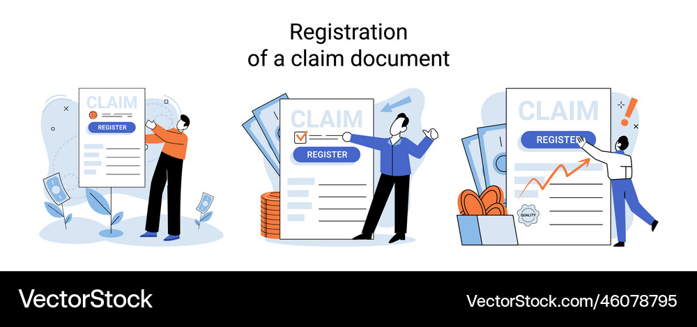 Registration of claim form register document Vector Image