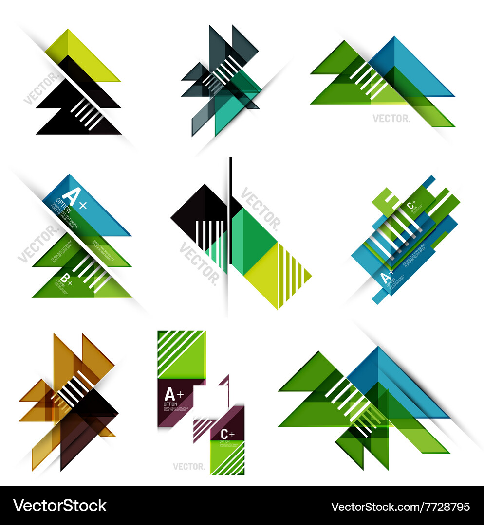 Set paper design style geometrical banners Vector Image