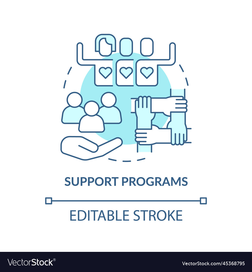 Support programs turquoise concept icon Royalty Free Vector