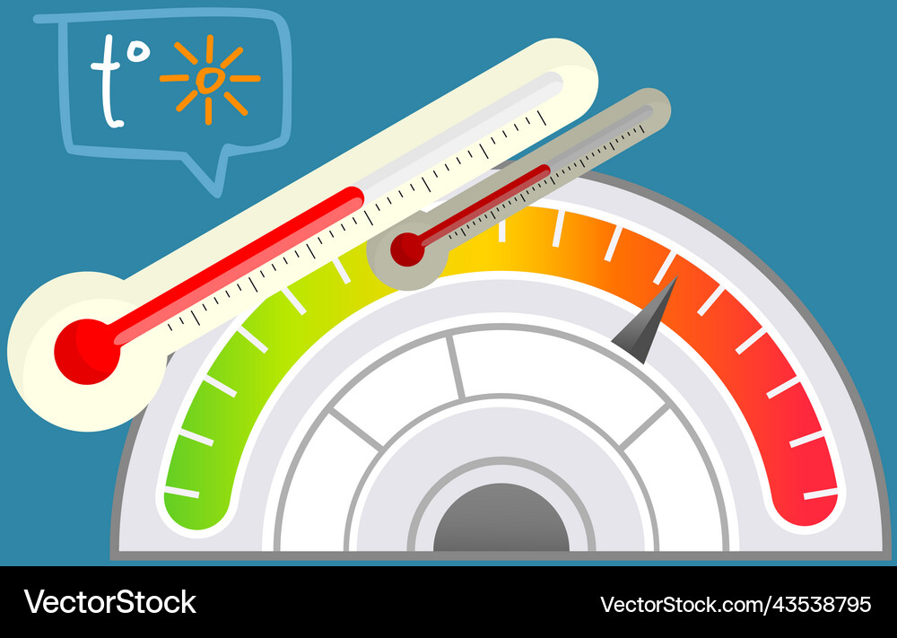 Thermometer with rising temperatures in hot Vector Image