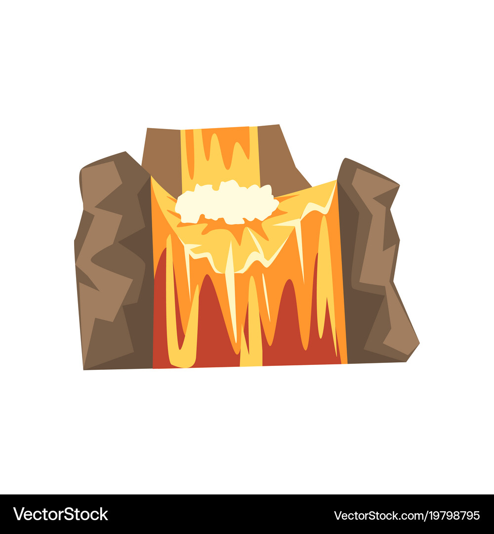 View on cascading water stream cartoon scenery Vector Image