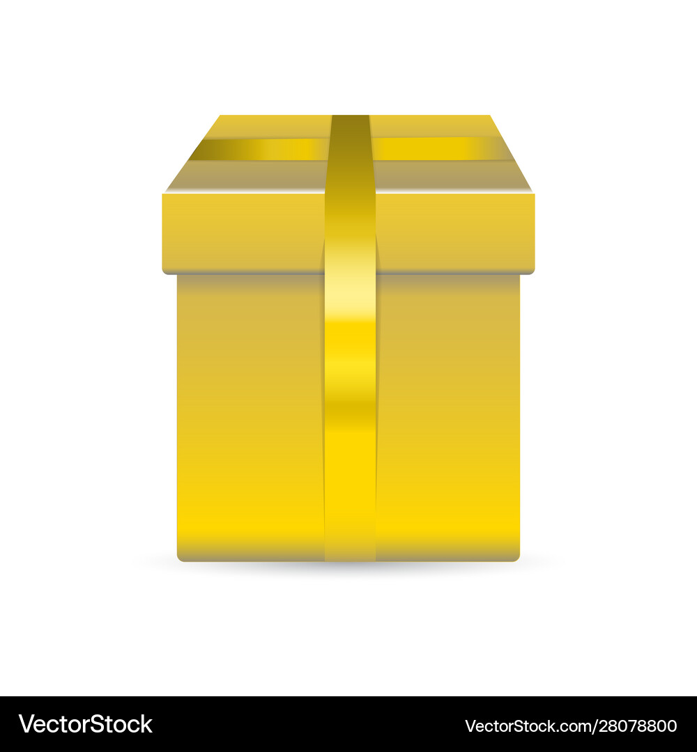 Alone golden box for gift with yellow Royalty Free Vector