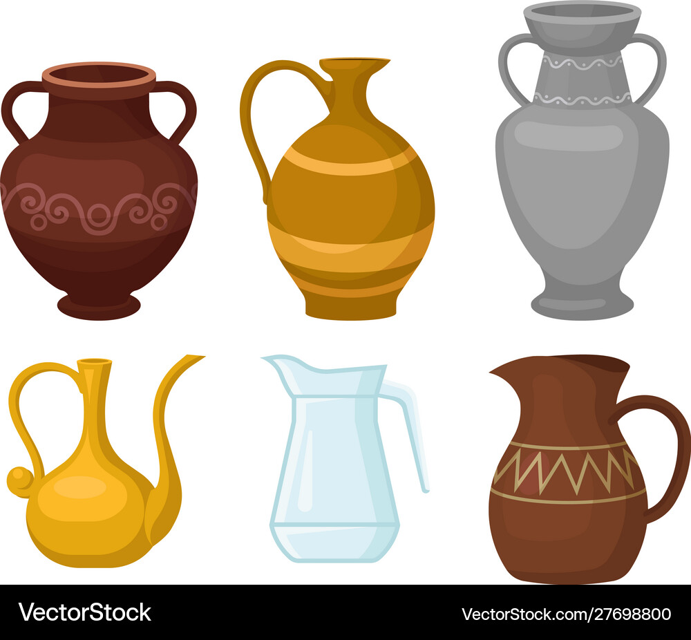 Ancient greek amphoric vases isolated Royalty Free Vector