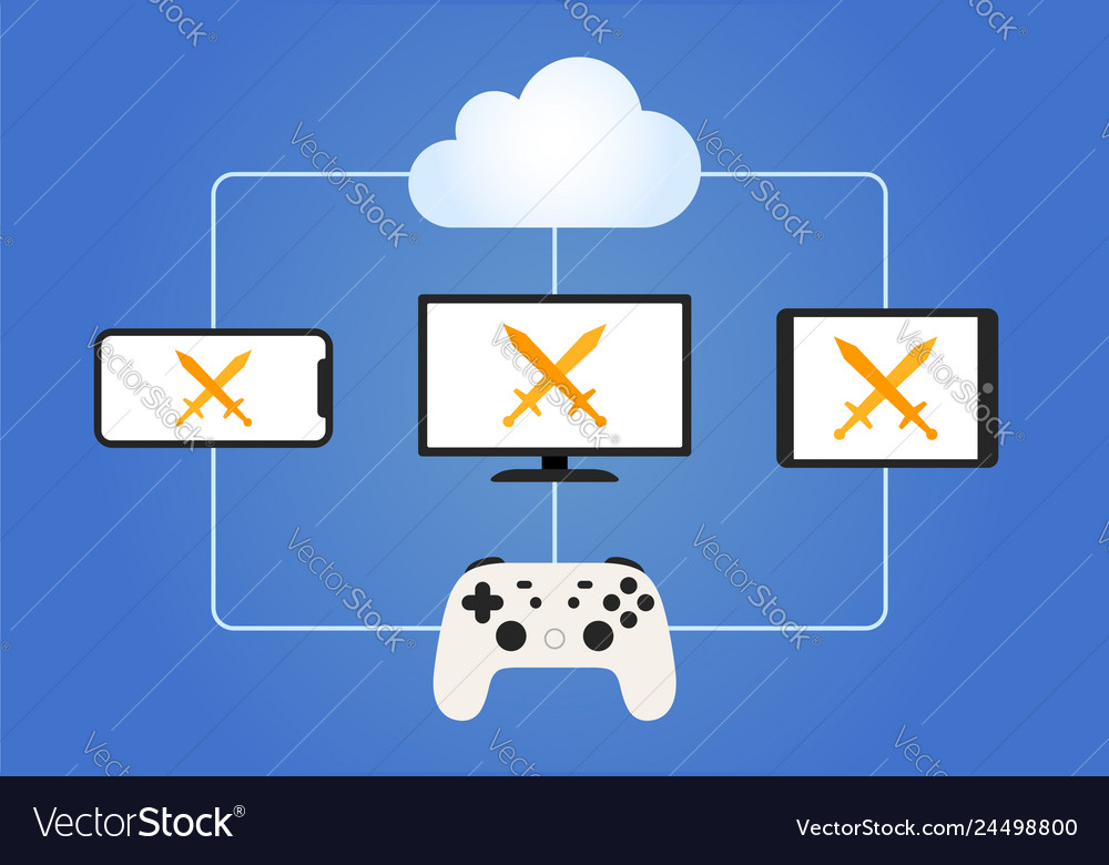 Cloud gaming streaming service with smart devices Vector Image Cloud gaming streaming service with smart devices Vector Image