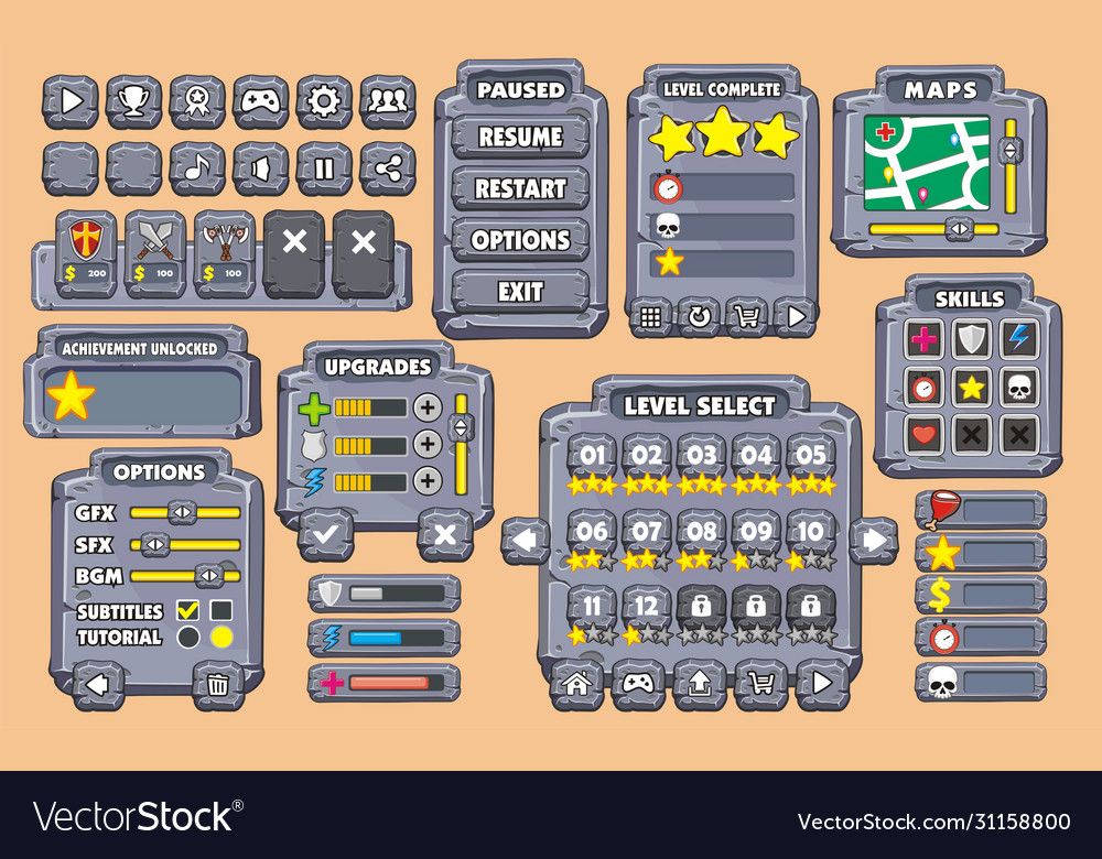 Game gui 21 Royalty Free Vector Image - VectorStock