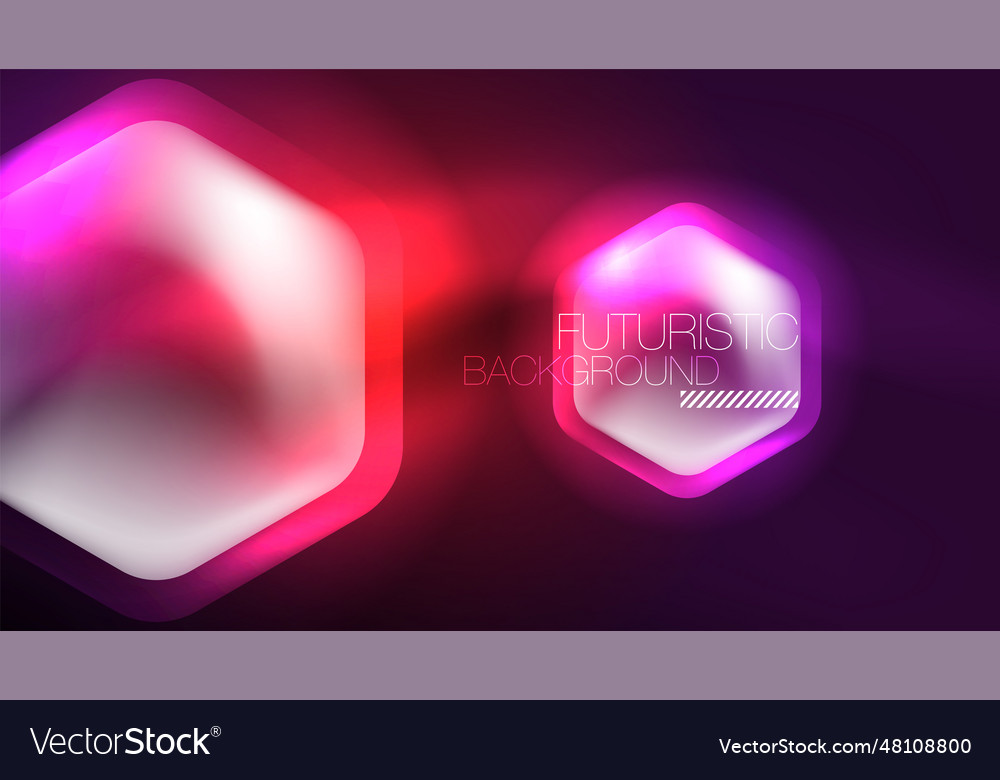 Glowing neon hexagons in dark space digital Vector Image