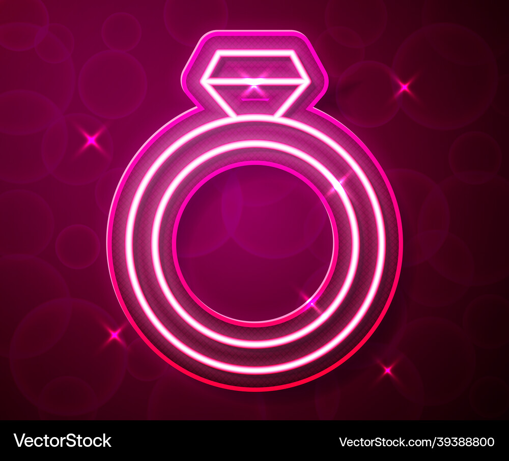 Glowing neon line diamond engagement ring icon Vector Image