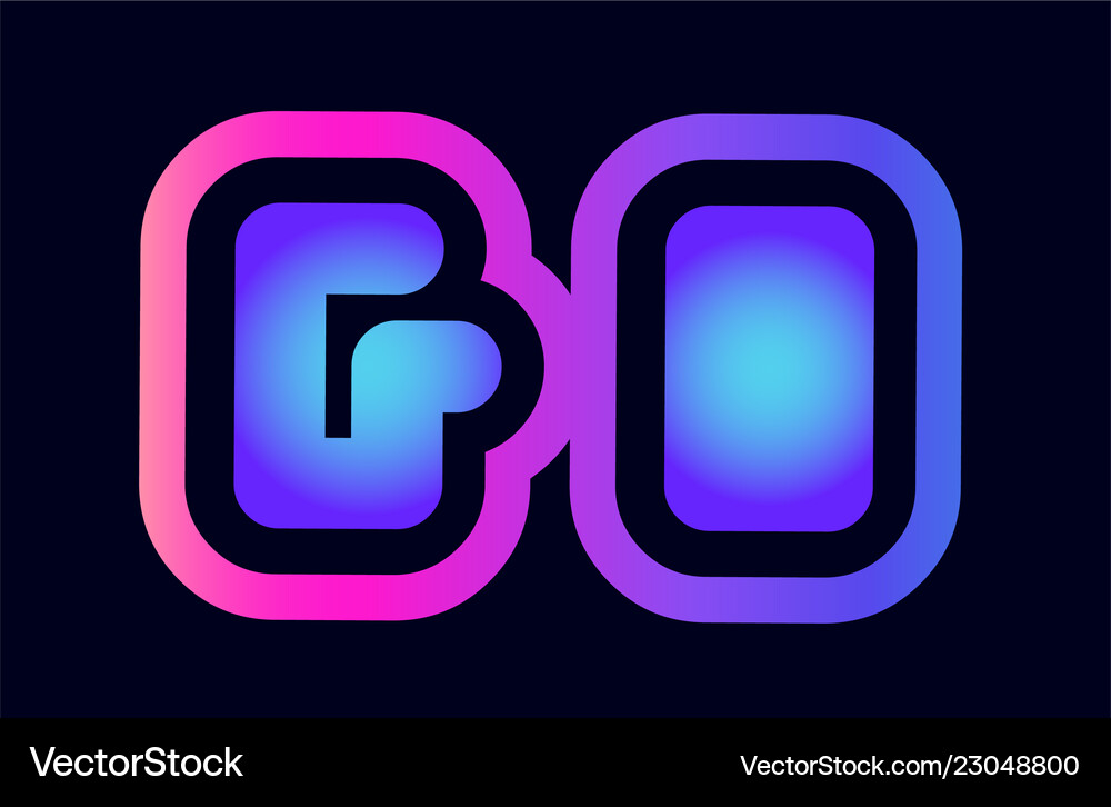 Go g o pink blue gradient alphabet letter logo Vector Image