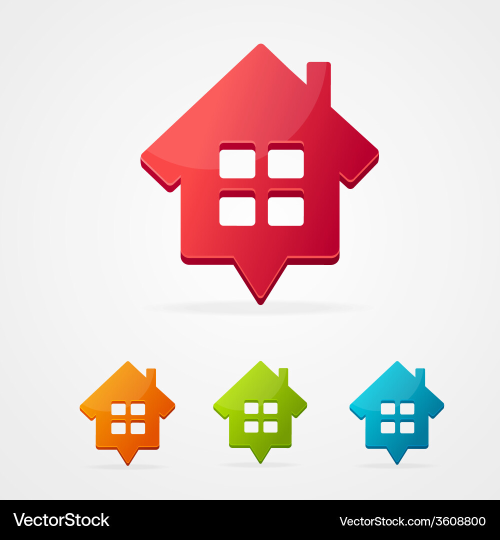 Home icon pin set isolated on white Royalty Free Vector