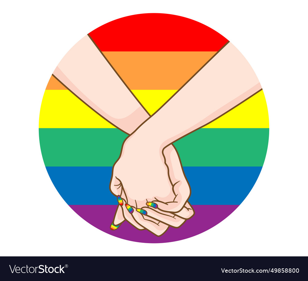 Lgbt day holding hands flag rainbow gender Vector Image