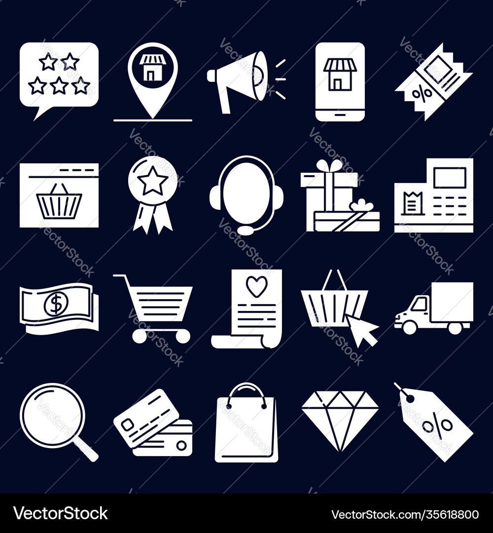 Online shopping icon set in flat style Royalty Free Vector