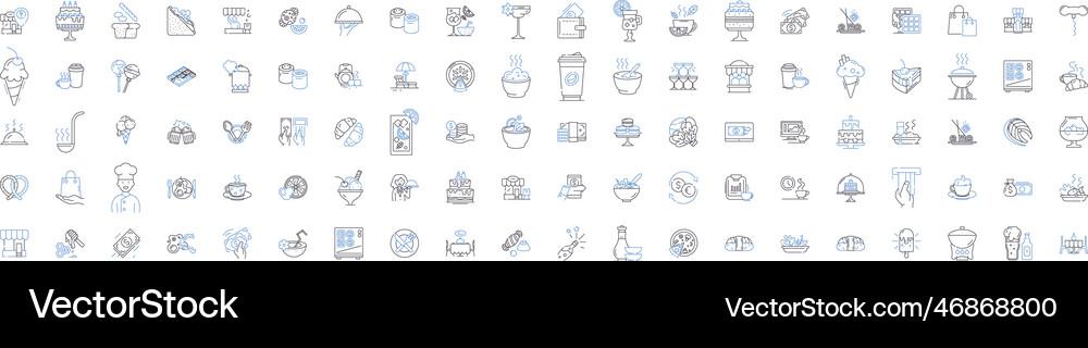 Restaurant supervision line icons collection Vector Image