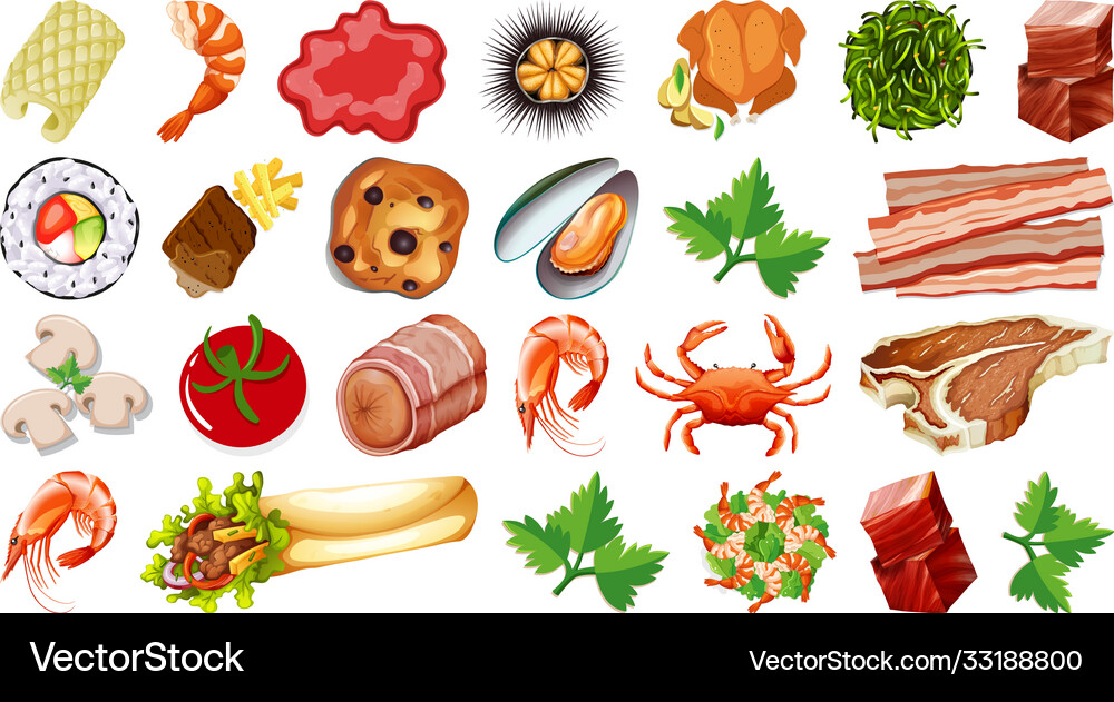 Set fresh food ingredients Royalty Free Vector Image
