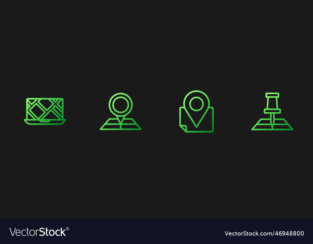 Set line folded map with location marker city Vector Image
