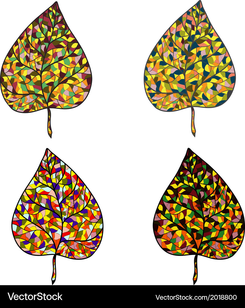 Stylish geometric leaves isolated Royalty Free Vector Image