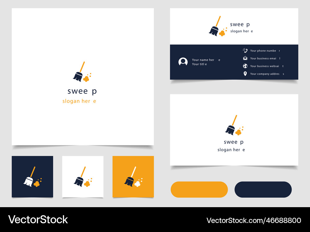 Sweep logo design with editable slogan branding Vector Image