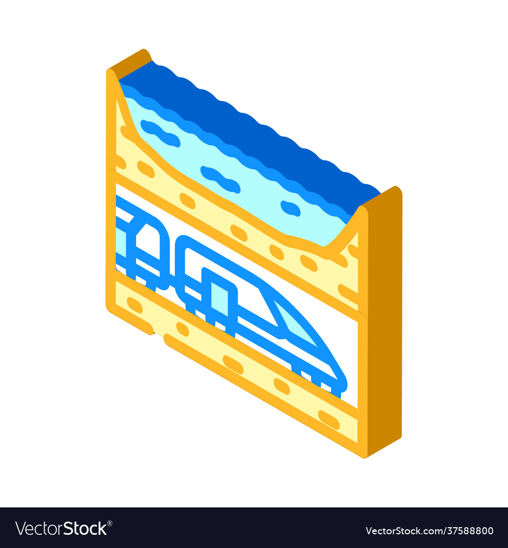 Underwater railway tunnel isometric icon Vector Image Underwater railway tunnel isometric icon Vector Image