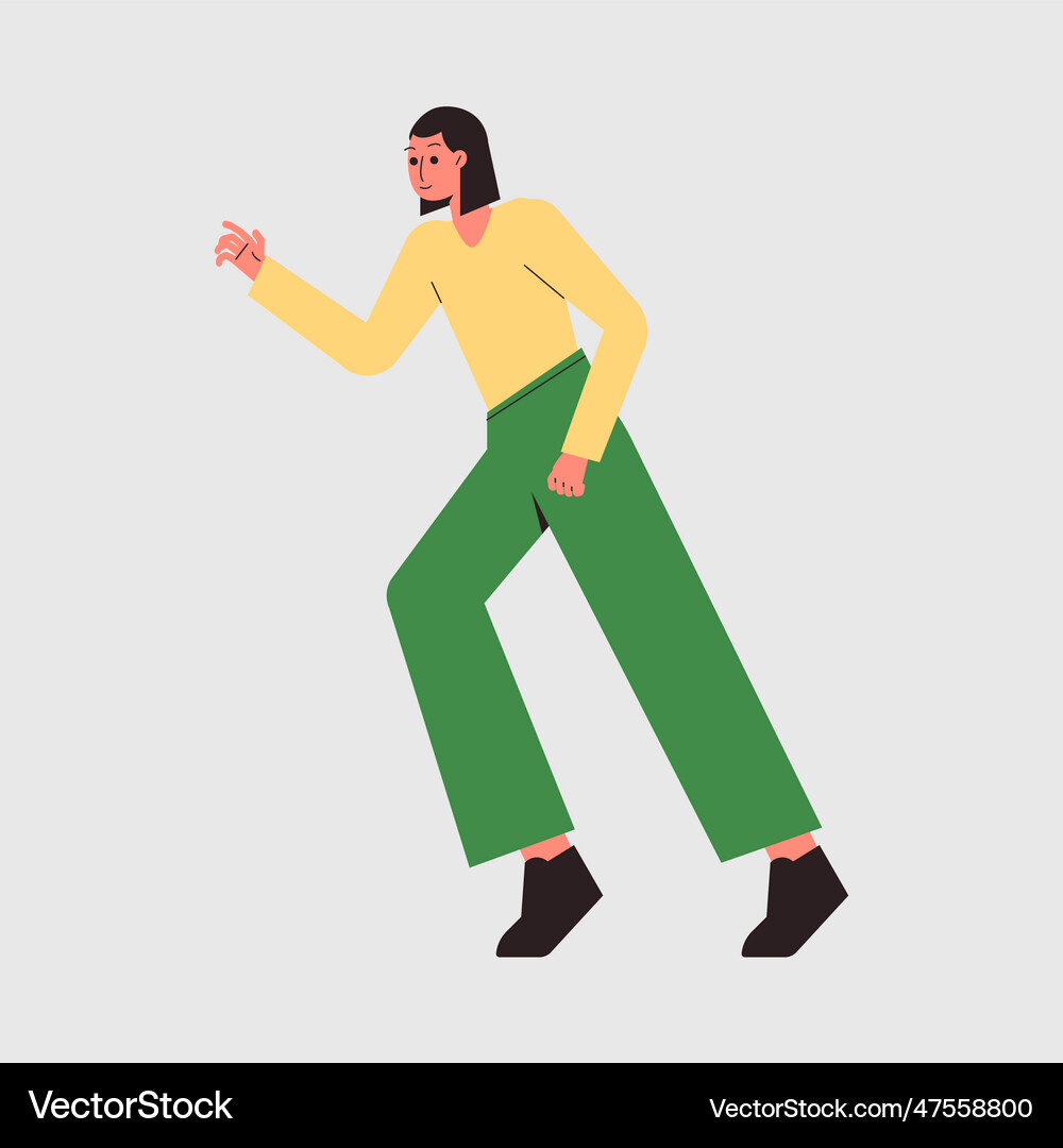 Woman character running fast rushing forward Vector Image