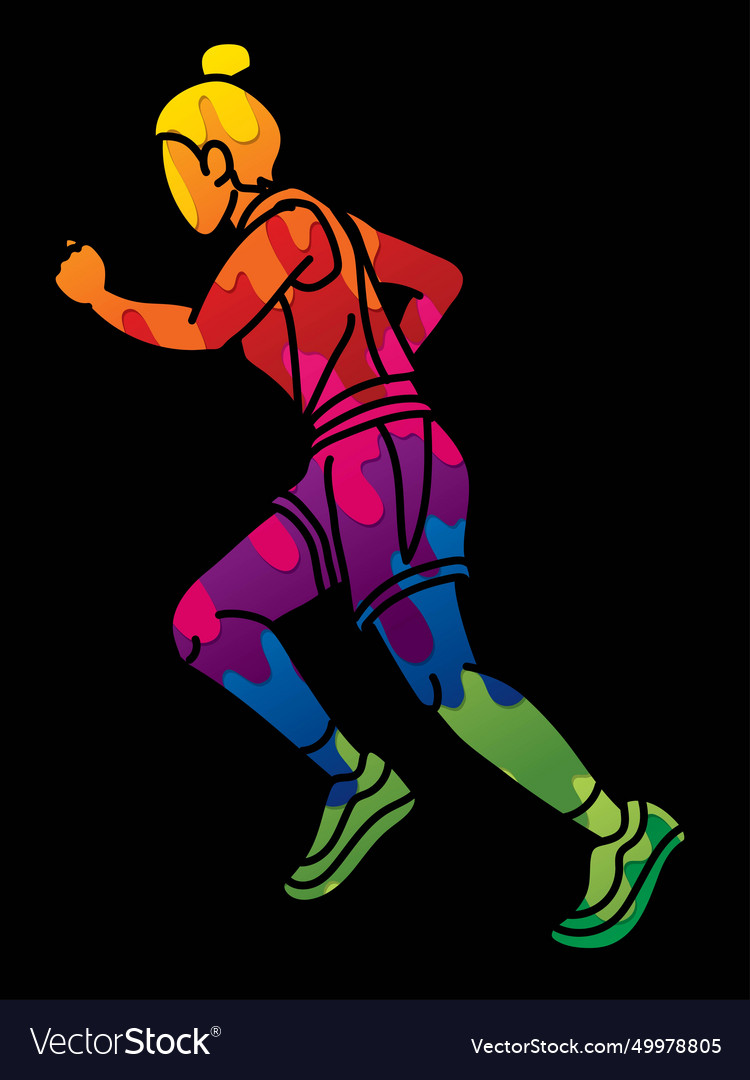 A woman running action marathon runner Royalty Free Vector