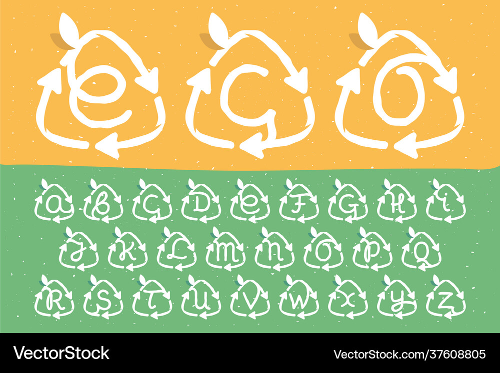 Alphabet inside reuse sign in grunge linear style Vector Image