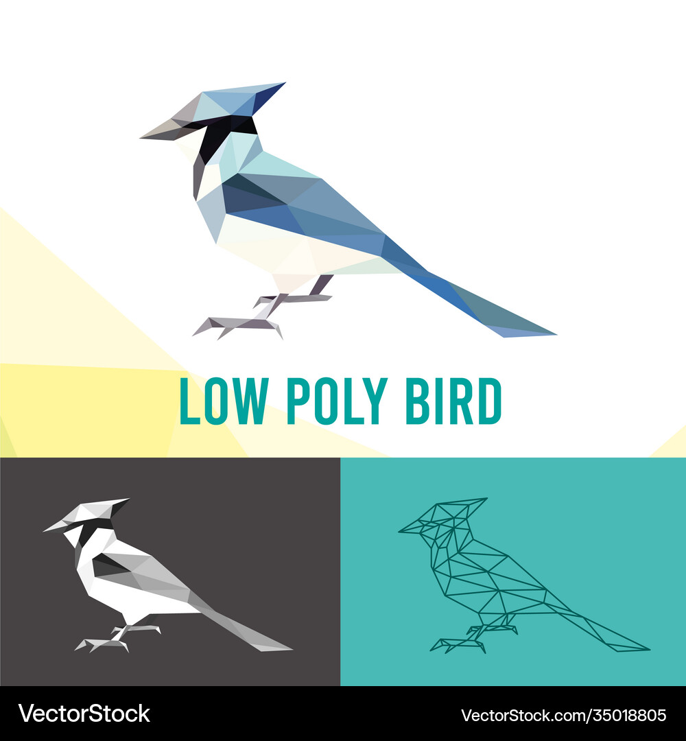 Bird animals low poly logo icon symbol set Vector Image