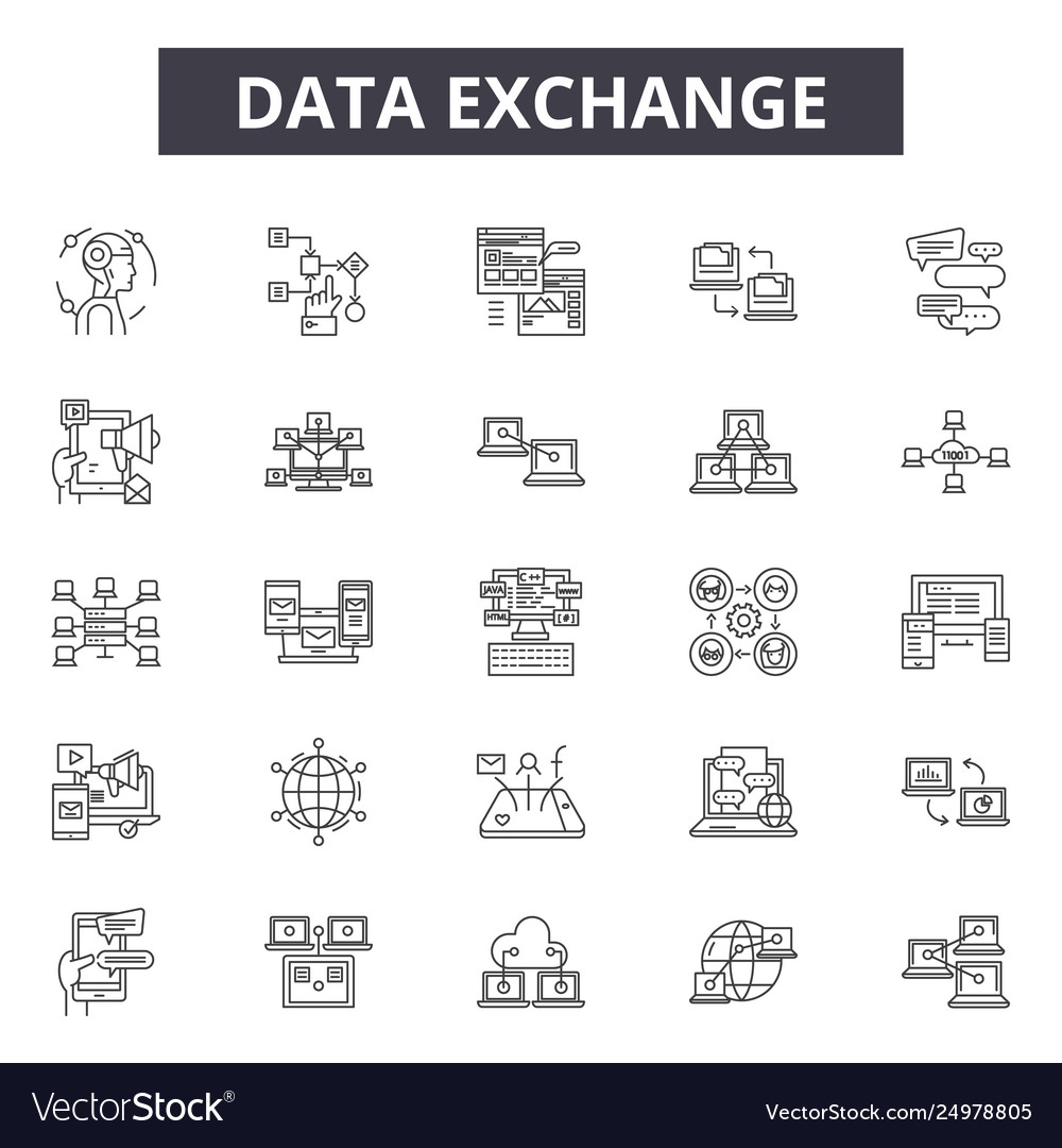 Data exchange line icons signs set Royalty Free Vector Image Data exchange line icons signs set Royalty Free Vector Image
