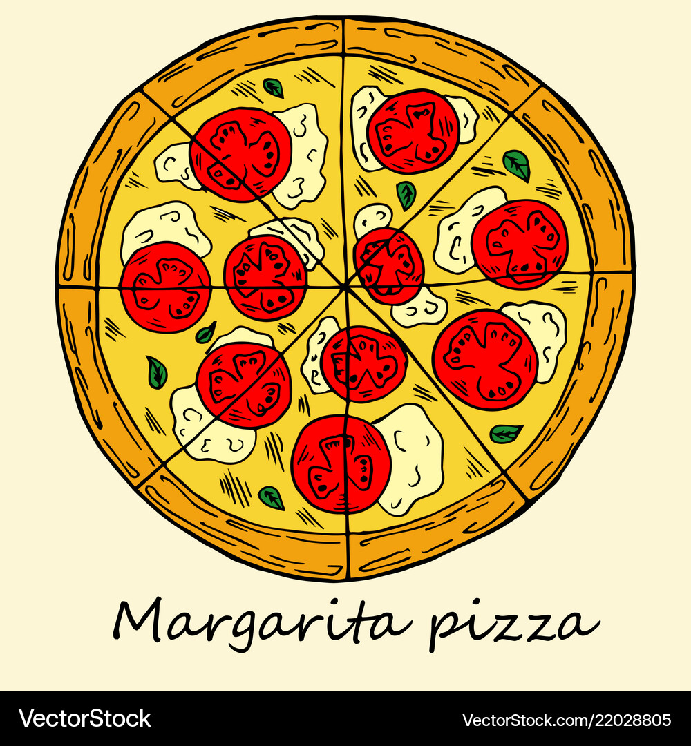 Hand drawn of pizza Royalty Free Vector Image - VectorStock
