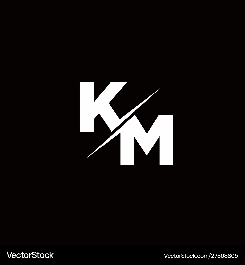 Km logo letter monogram slash with modern logo Vector Image