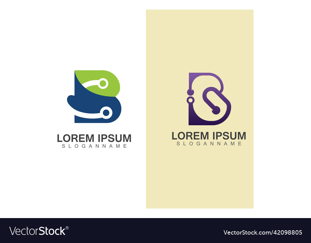 Letter b technology logo concept creative Vector Image