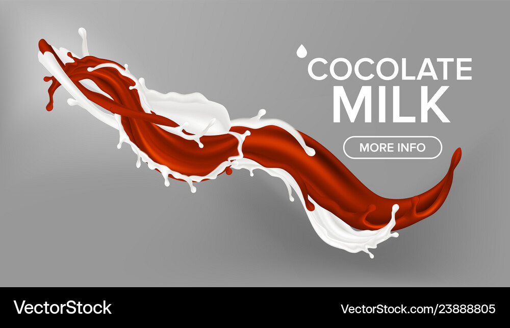 Milk chocolate splash cream flow cocoa Royalty Free Vector