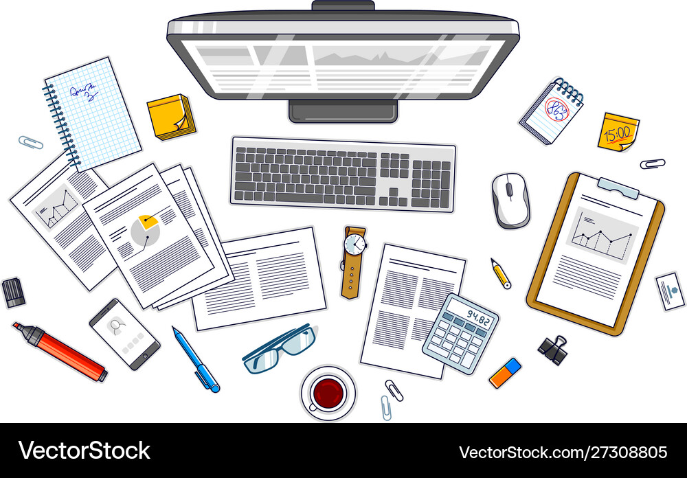 Office employee or entrepreneur work desk Vector Image
