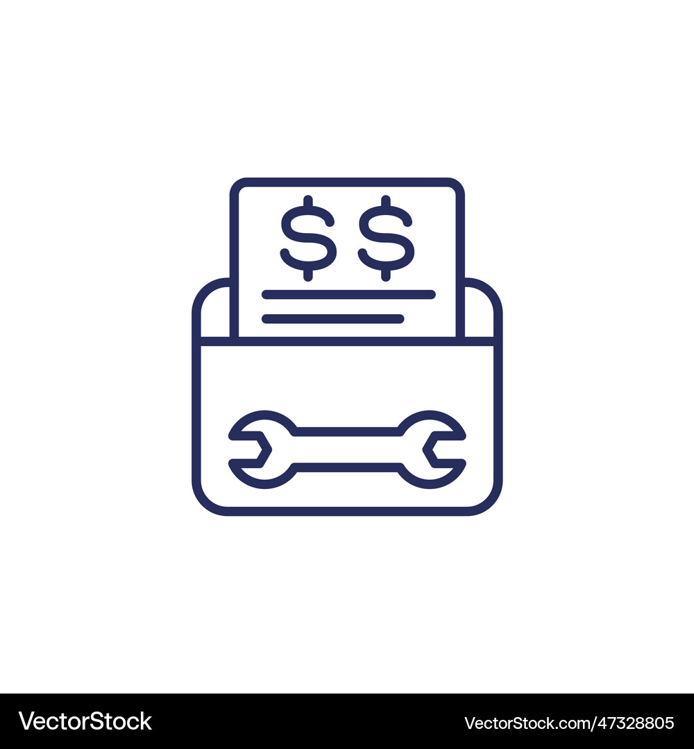 Repair bills line icon on white Royalty Free Vector Image