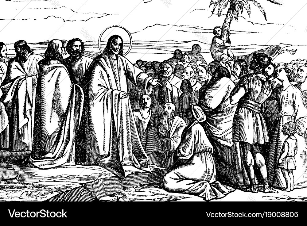 Sermon on mount vintage Royalty Free Vector Image