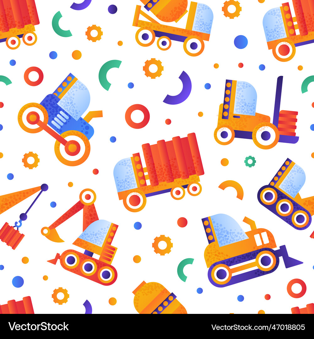 Toy cars seamless pattern cute construction Vector Image