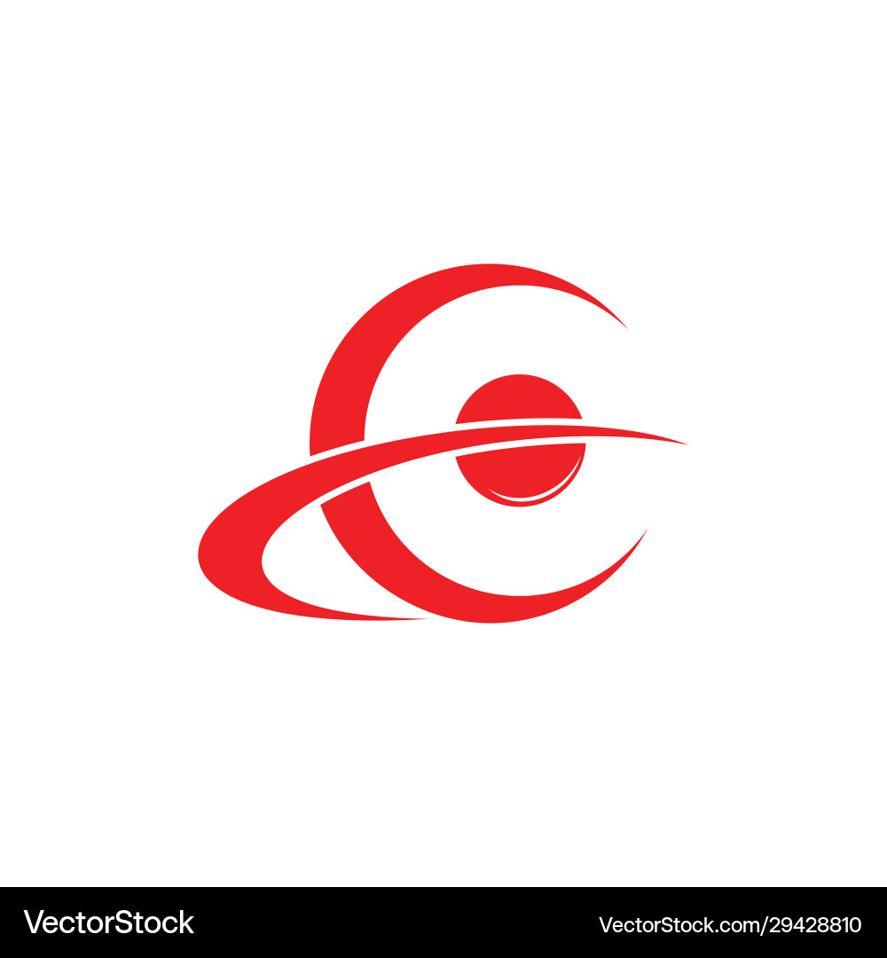 Abstract letter c orbital planet flat logo Vector Image