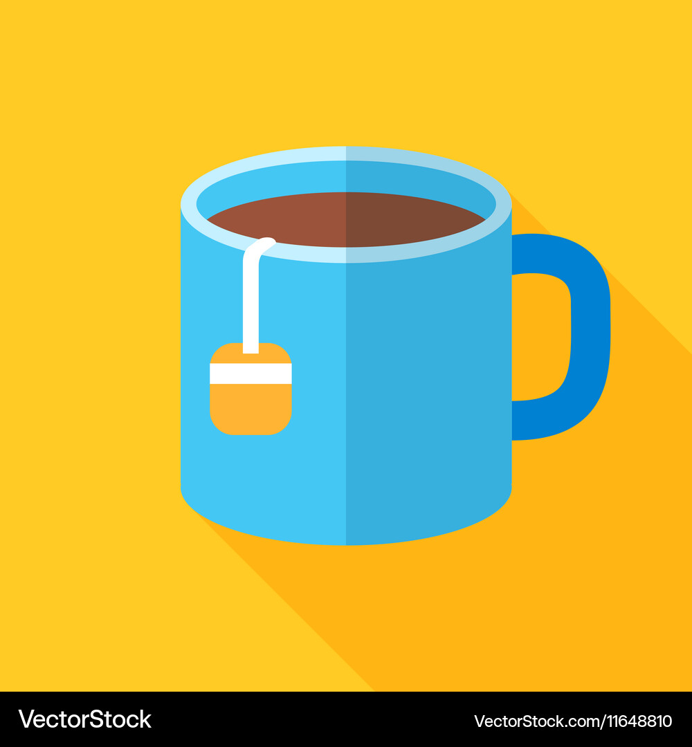 Colorful cup tea icon in modern flat style Vector Image