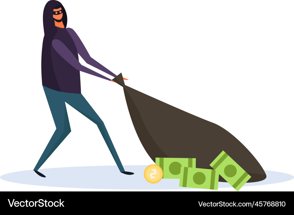 Cyber thief sack composition Royalty Free Vector Image