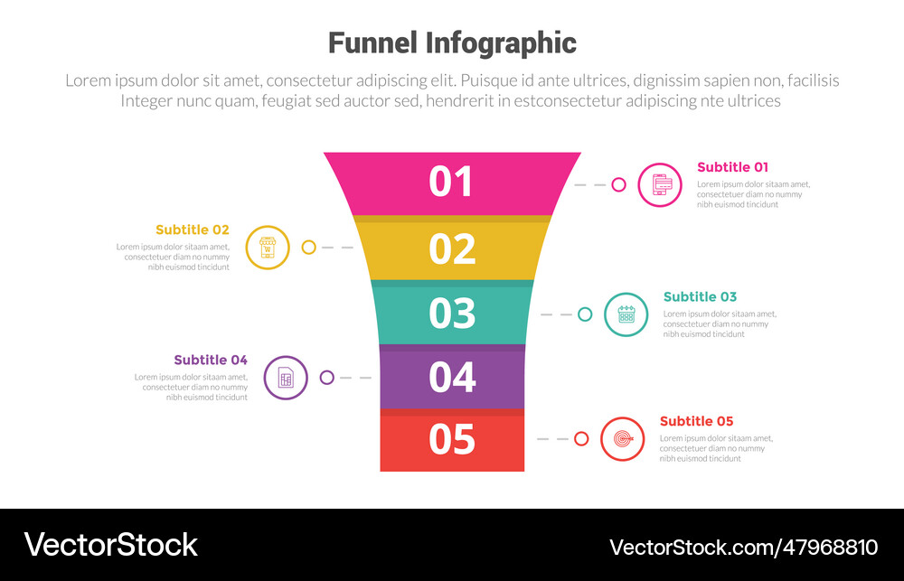 Funnel shape infographics template diagram Vector Image