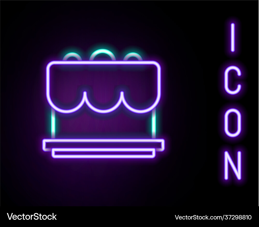 Glowing neon line cake icon isolated on black Vector Image