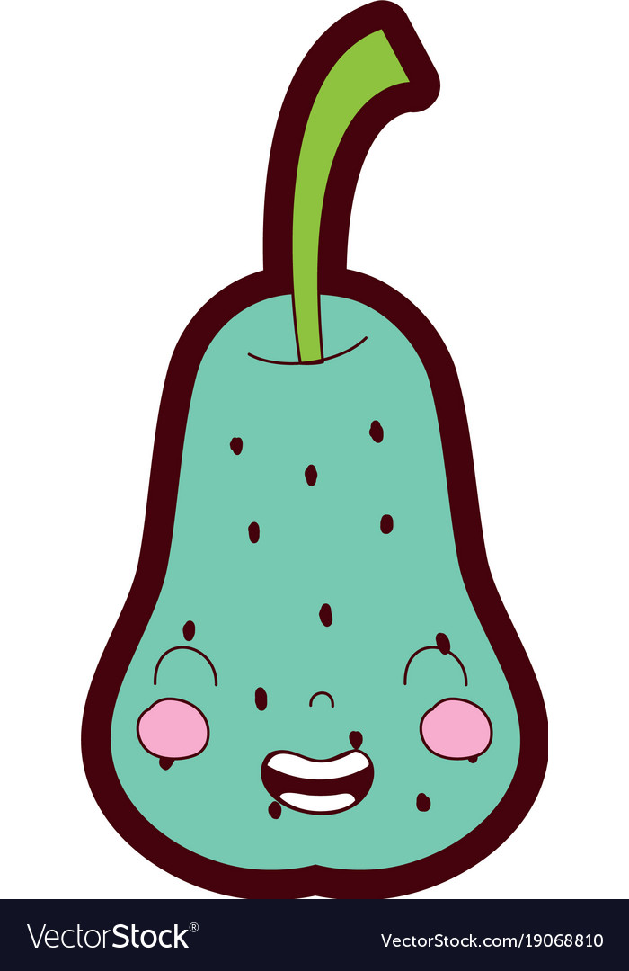 Line color cute pear kawaii smile fruit Royalty Free Vector