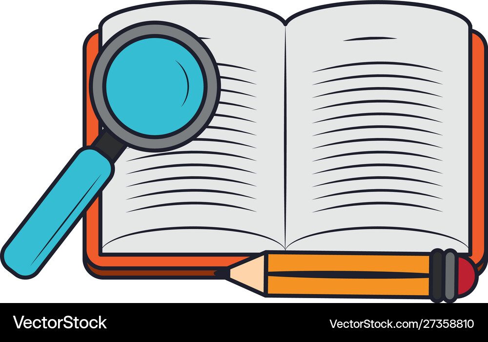 Magnifying glass and academic book design Vector Image
