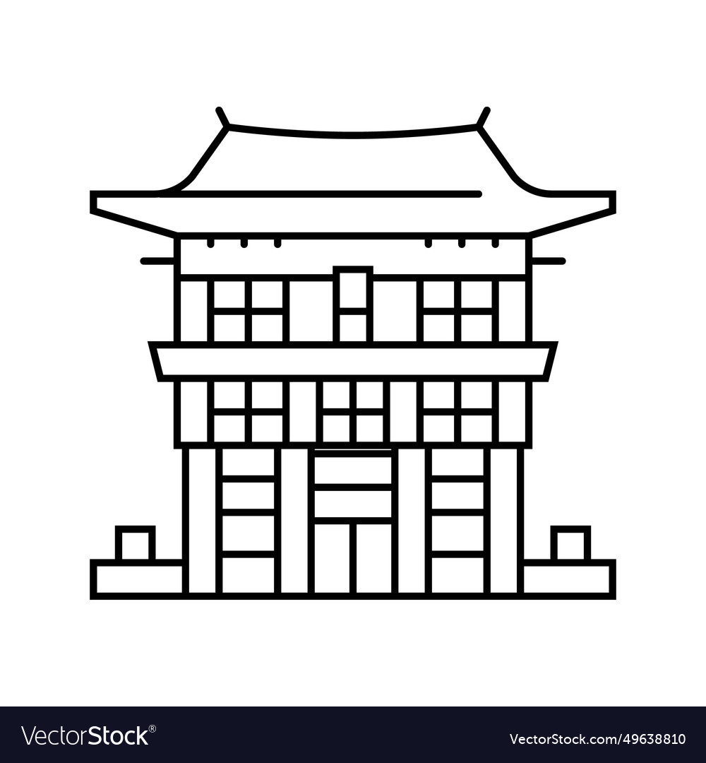Miko shrine maiden shintoism line icon Royalty Free Vector