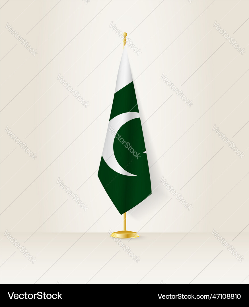 Pakistan flag on a stand Royalty Free Vector Image