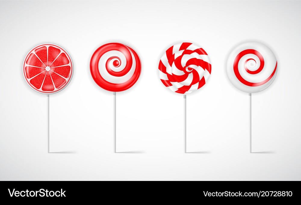 Realistic sweet lollipop candy set on white Vector Image