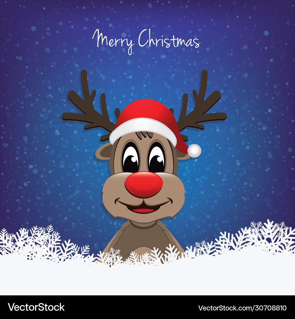 Reindeer red nose winter Royalty Free Vector Image