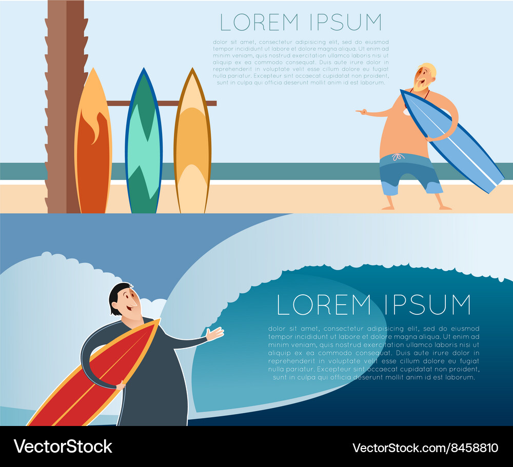 Set of surfer banners Royalty Free Vector Image