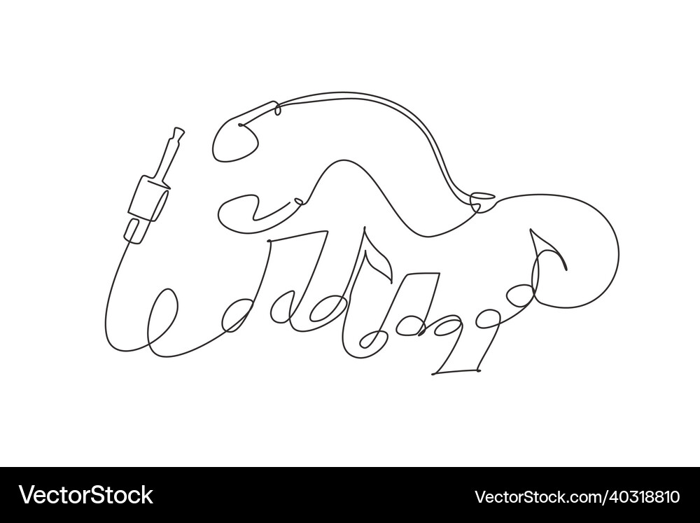 Single one line drawing earphones earbud type Vector Image
