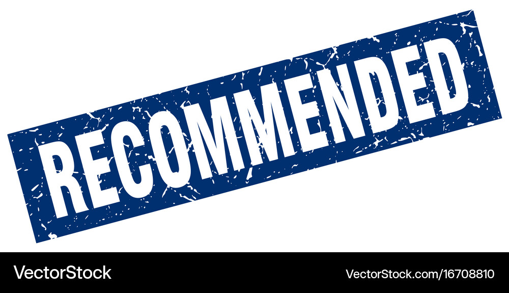 Square grunge blue recommended stamp Royalty Free Vector