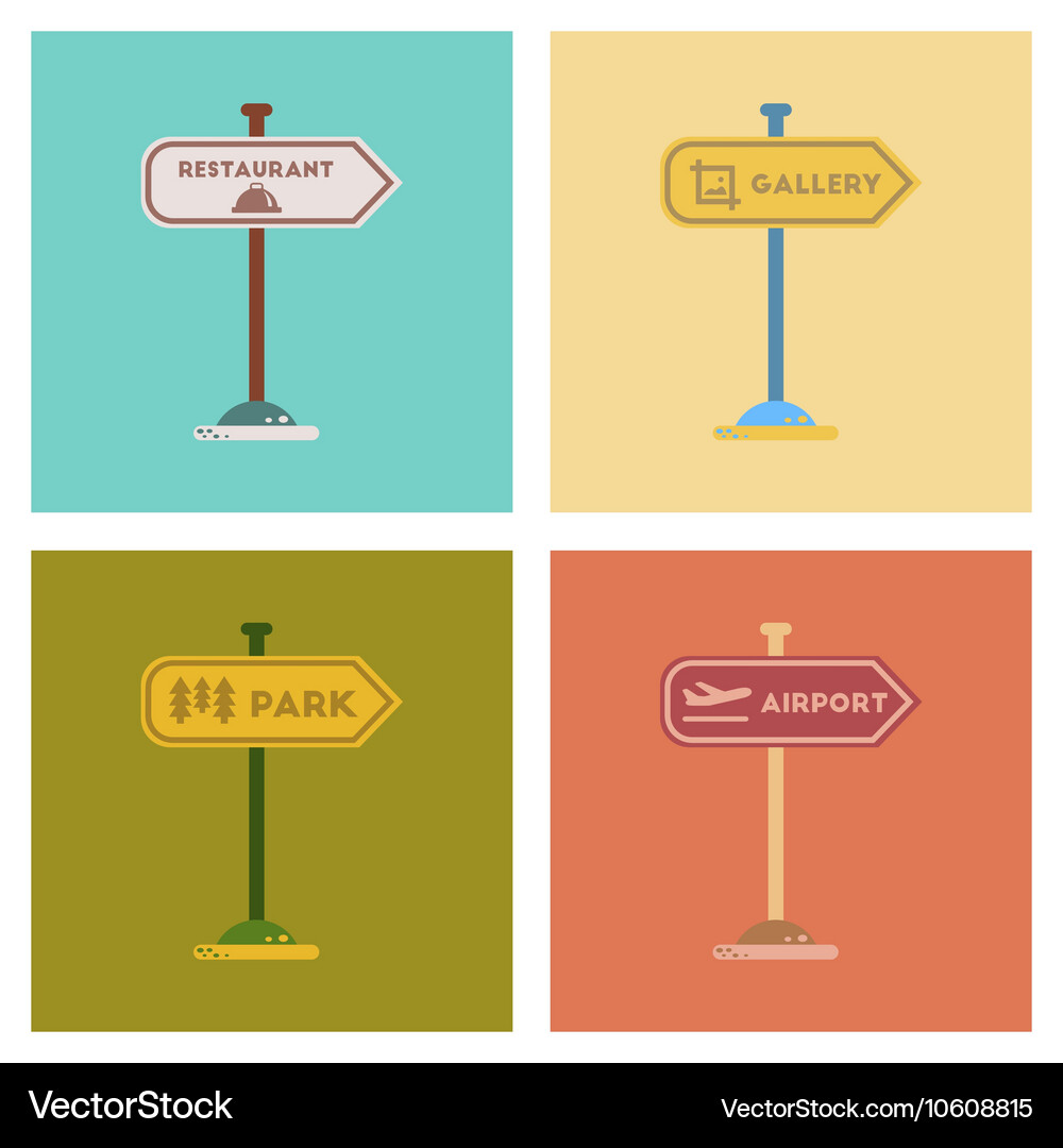 Assembly flat icons park gallery restaurant Vector Image
