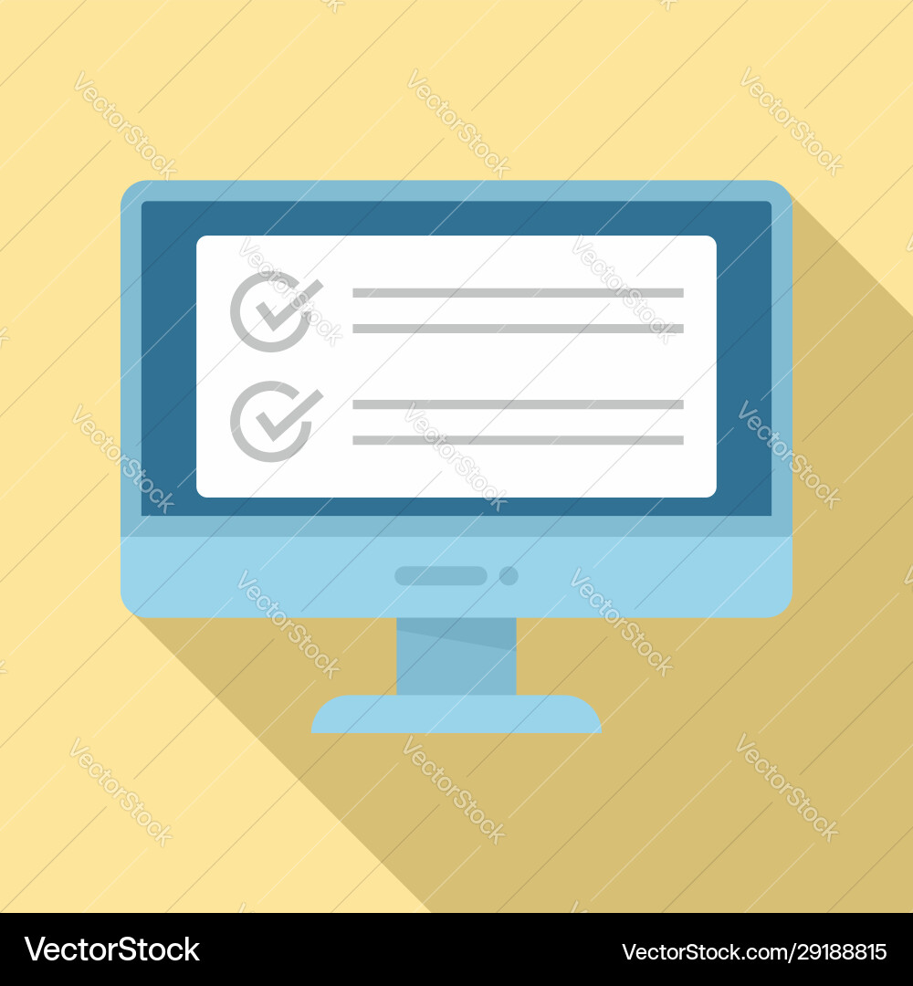 Computer monitor icon flat style Royalty Free Vector Image
